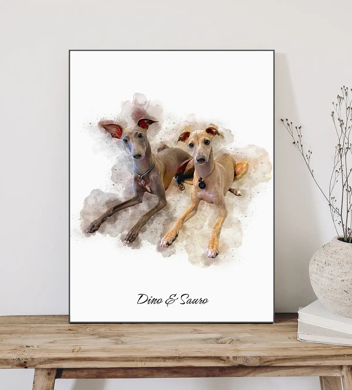 Custom Watercolour Two Pets Portrait – Poster and Paw